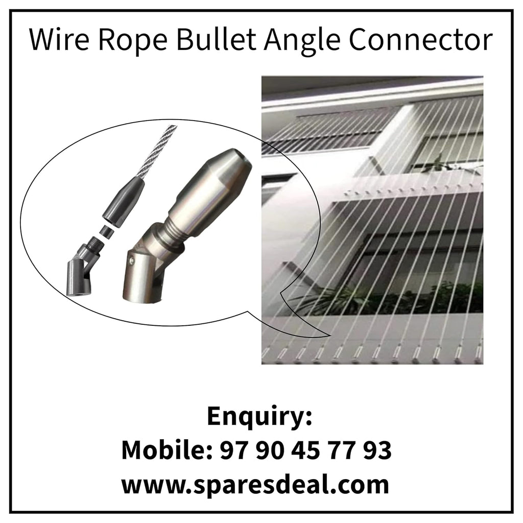 Stainless Steel Wire Rope Bullet Angled Connector for Invisible Grill ...
